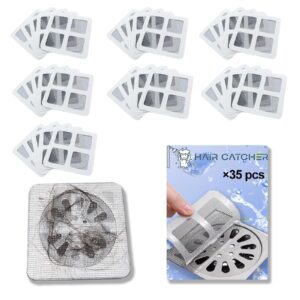 35 pc-pack disposable shower drain hair catcher, floor drain mesh sticker strainers, shower drain cover for bathtub, bathroom and kitchen sink to prevent clogged drains（ 4-inch quadrate