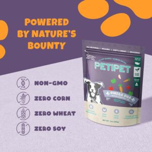 Petipet Omega 3 for Dogs - Skin, Coat, Brain and Heart Health Supplement - for Dry, Itchy, or Flaky Skin - Allergies and Itch Relief Chews - DHA and EPA Omega 3 Fatty Acids from Marine Algae