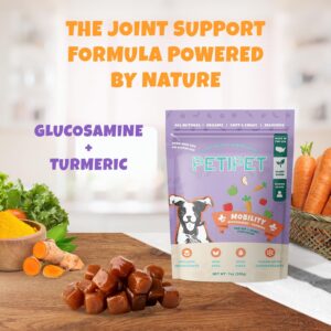 Petipet Hip and Joint Supplement for Dogs - Glucosamine and Tumeric Treats - Anti-Inflammatory Chews for Joint Health Support, Arthritis, Pain Relief - For Large and Small Breeds, Senior Dogs, Puppies