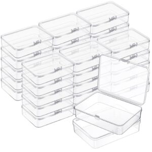 lainballow 30 pcs clear plastic beads storage containers, small storage containers box, mini plastic case with hinged lids, arts crafts storage box for beads earplugs pins small items (4 x 3 x 1)