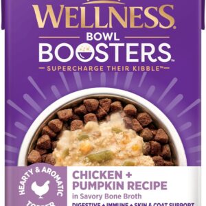 Aurora Pet Variety Pack (6) Wellness Bowl Boosters Hearty Wet Dog Toppers (2) Beef (2) Chicken (2) Turkey (5.5-oz Each) with AuroraPet Wipes