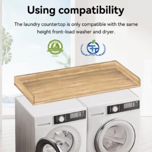 Washer Dryer Countertop, Laundry Countertop, Bamboo Washer and Dryer Covers for The top, 27.5" Depth x 54" Width with Edge Rails for Laundry Room Organization (Natural)