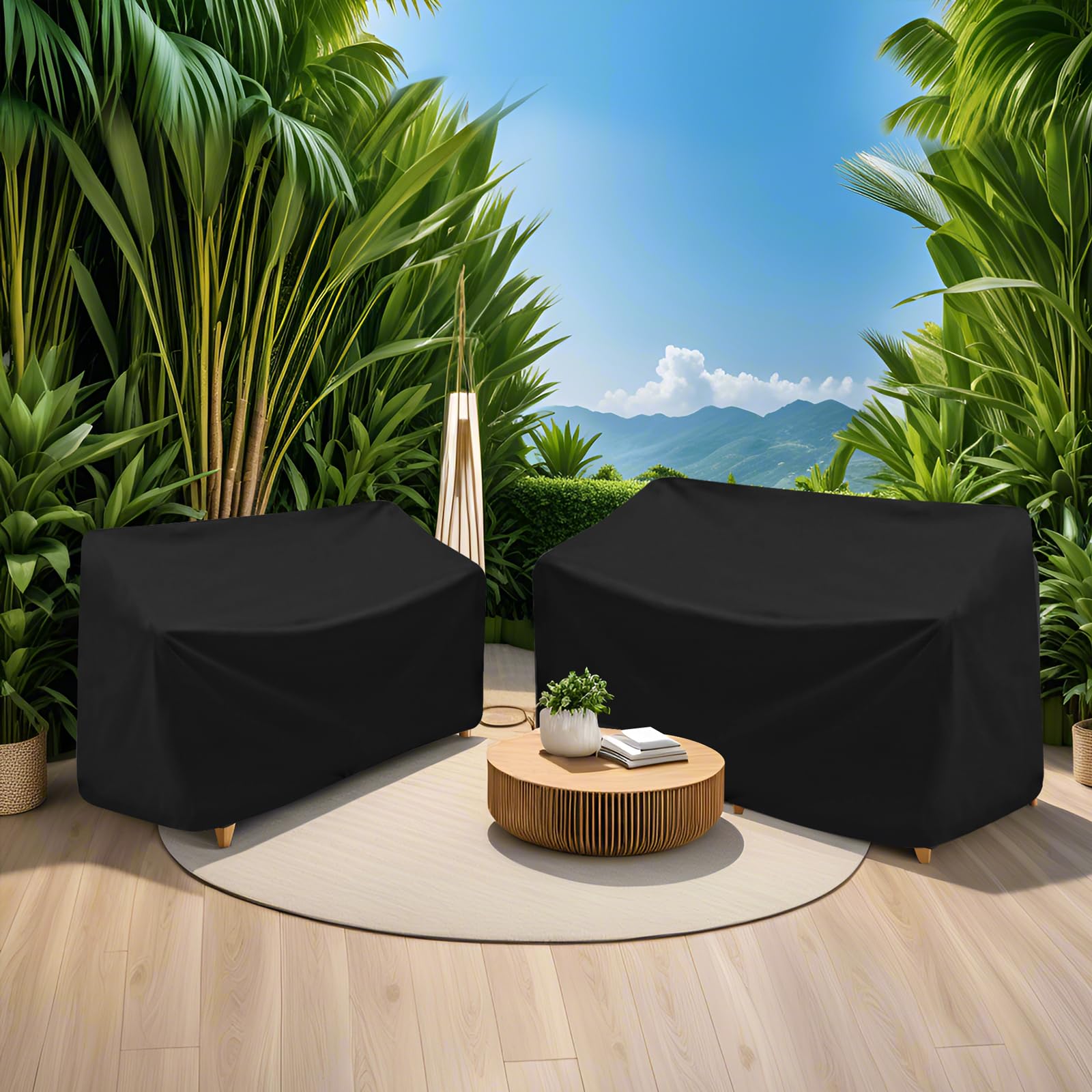 Outdoor Bench Cover, Waterproof Outdoor Sofa Cover 210D Heavy Duty Patio Bench Furniture Covers with Air Vents, All Weather Resistant Bench Cover for Patio Furniture, 52.8"L x 26"W x 35"H-2-seater