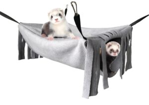 vedem guinea pig ferret fleece bunkbed hammock small animals cage hanging tunnel hideout for rat, chinchilla, squirrel (grey)