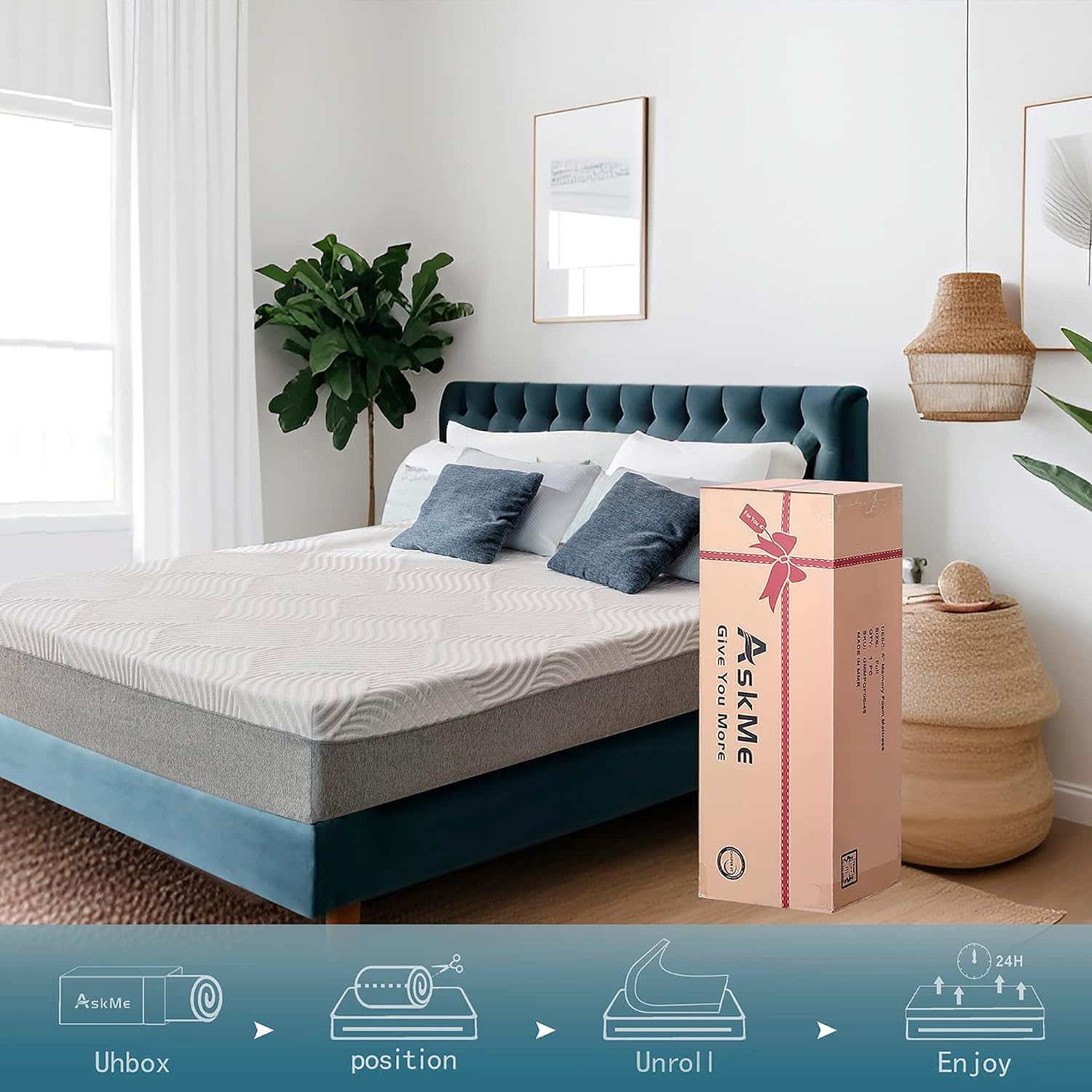 BreezeRest Cal King Mattress 10 Inch Memory Foam Mattress Bed in a Box,Medium Soft Cooling Gel Green Tea Cal King Size Mattress with Breathable Soft Fabric Cover CertiPUR-US Pressure Relieving