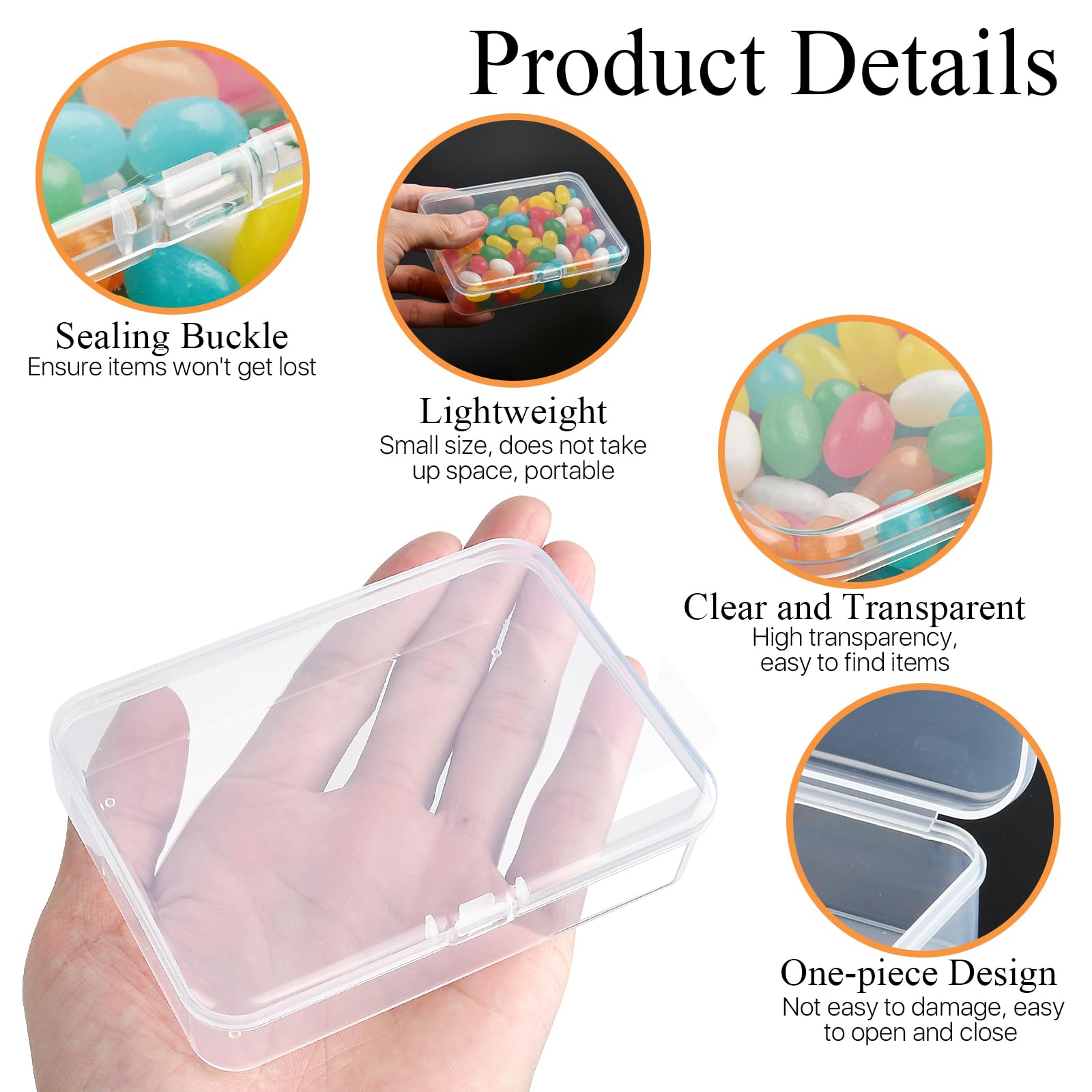 Lainballow 30 PCS Clear Plastic Beads Storage Containers, Small Storage Containers Box, Mini Plastic Case with Hinged Lids, Arts Crafts Storage Box for Beads Earplugs Pins Small Items (4 x 3 x 1)