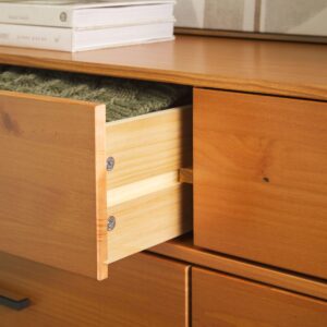 Walker Edision Modern Solid Pine Wood 6-Drawer Dresser with Metal Handles and Generous Storage Space, Caramel Finish