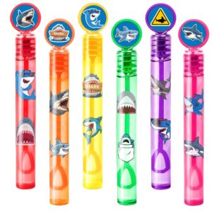 24pcs shark diy bubble wands party favors 96pcs stickers for goodie bag fillers pinata stuffers, mini bubble bulk birthday party supplies toys gifts class prizes for toddlers boys girls