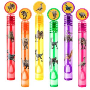 24pcs dinosaur 3d diy bubble wands party favors 96pcs stickers for goodie bag fillers pinata stuffers, mini bubble bulk birthday party supplies toys gifts class prizes for toddlers boys girls