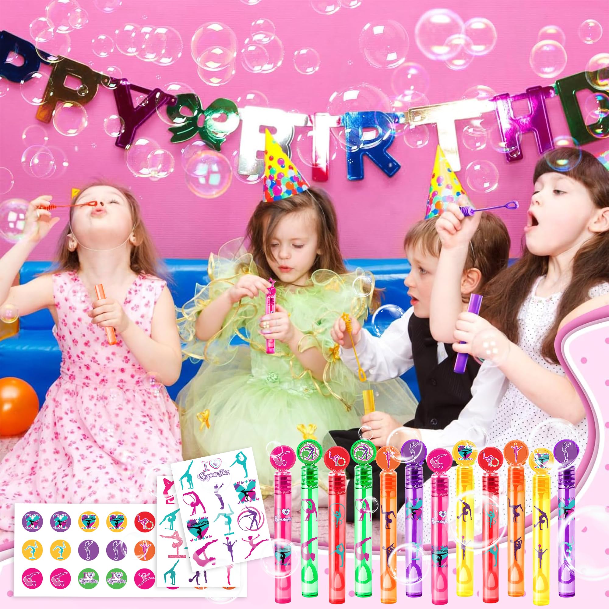 24PCS Bee DIY Bubble Wands Party Favors 96PCS Stickers for Goodie Bag Fillers Pinata Stuffers, Mini Bubble Bulk Birthday Party Supplies Toys Gifts Class Prizes for Toddlers Boys Girls