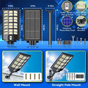 Solar Street Light Solar Street Lights Outdoor Dusk to Dawn Solar Power Lights IP66 Waterproof 6500 K LED Street Light with Motion Sensor and Remote Control for Parking Lot (7200, Watts)