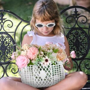 4 Sets Jelly Bags with Sunglasses for Women Wedding Jelly Purse Beach Bags Plastic Jelly Basket Flower Glasses for Bridal Wedding Party Gift