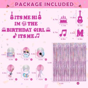 Glitter Popular Birthday Party Decorations Set - NO DIY - Its Me Hi Im The Birthday Girl Its Me Banner & Hanging Swirls & Foil Fringe Curtain for Pink Girls Fans Singer Birthday Party