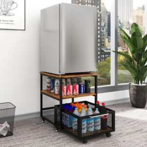 puncia 19.7x19.7in mini fridge stand with storage and wheels heavy duty mini fridge with 4 lockable wheels table beverage refrigerator stand for coffee bar fridge car for office home bedroom dorm