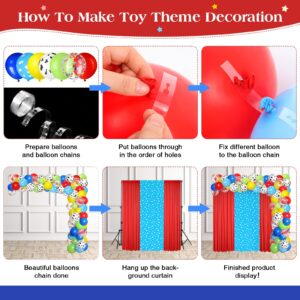 SmoothNovelty 116 Pcs Story Party Decorations Kit Includes 1 Blue Sky White Clouds Backdrop 2 Panels Chiffon Backdrop Curtain 110 Balloons with 3 Roll Accessories for Boys Girls Birthday Baby Shower