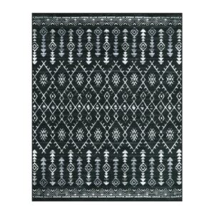 Morebes 8x10 Washable Rug for Living Room, Moroccan Large Bedroom Area Rug Non Slip, Soft Geometric Rug Indoor Floor Carpet for Dining Room Farmhouse Office, Black