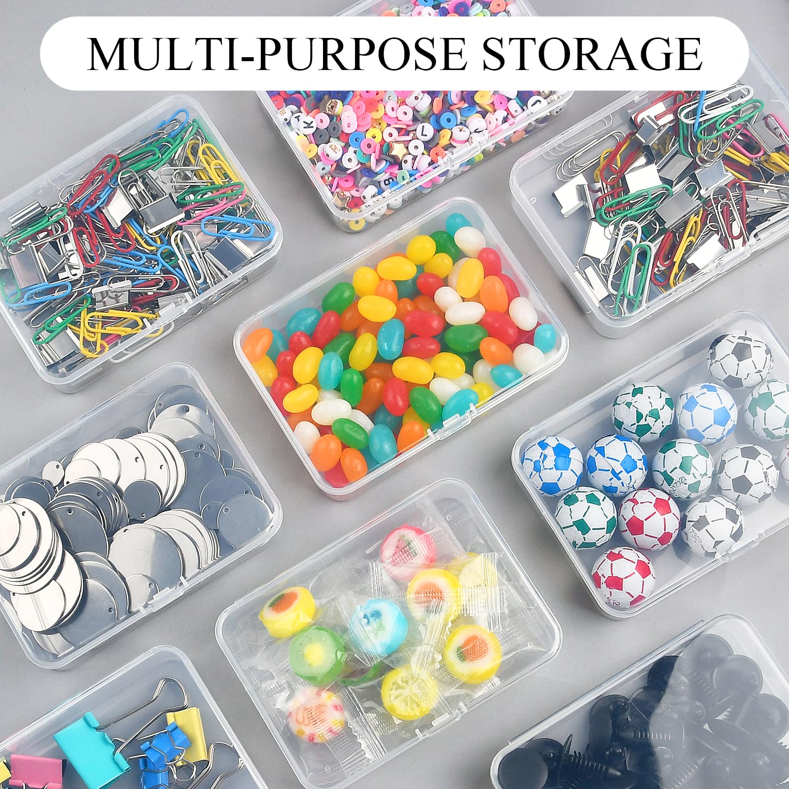 Lainballow 30 PCS Clear Plastic Beads Storage Containers, Small Storage Containers Box, Mini Plastic Case with Hinged Lids, Arts Crafts Storage Box for Beads Earplugs Pins Small Items (4 x 3 x 1)