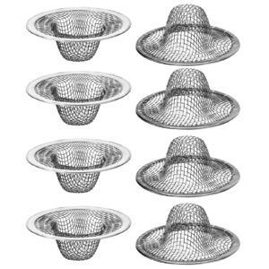 ahqizfx 8 pieces mesh sink strainer, 2.12" top / 1" bathroom stainless steel drain filter small hair basket catcher fits most kitchen sinks bathroom sinks shower drains floor drain