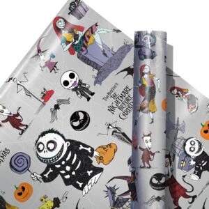 5 pcs nightmare wrapping paper nightmare before christmas gift wrap bulk art paper folded flat for baby shower nightmare before christmas birthday party decorations wedding diy crafts gift (white)