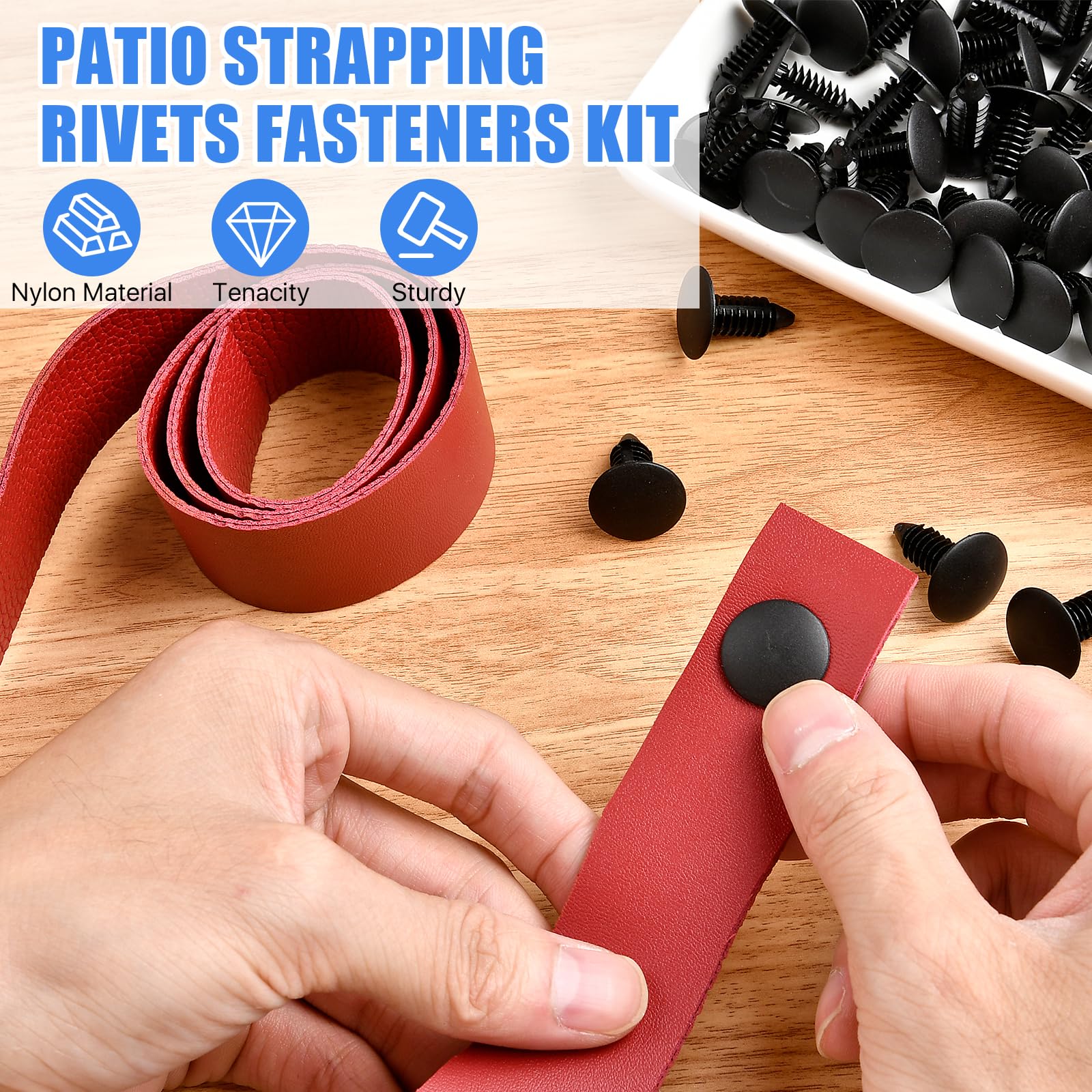 Lainballow 200 PCS Medium Multi-Gauge Rivet Fasteners, 3/4" Length Patio Strapping Rivets, Patio Strapping Rivets Fasteners with 1/4'' Holes for Repair Vinyl Straps Patio Chair Lawn Lounge