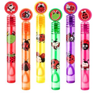 24pcs ladybug diy bubble wands party favors 96pcs stickers for goodie bag fillers pinata stuffers, mini bubble bulk birthday party supplies toys gifts class prizes for toddlers boys girls