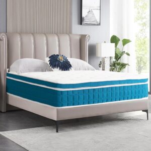 BreezeRest Queen Mattress 12 Inch Hybrid Mattress Bed in a Box,Colchones Queen Soft Cooling Gel Memory Foam Mattress with Individually Innerspring Pocket Coils for Motion Isolation