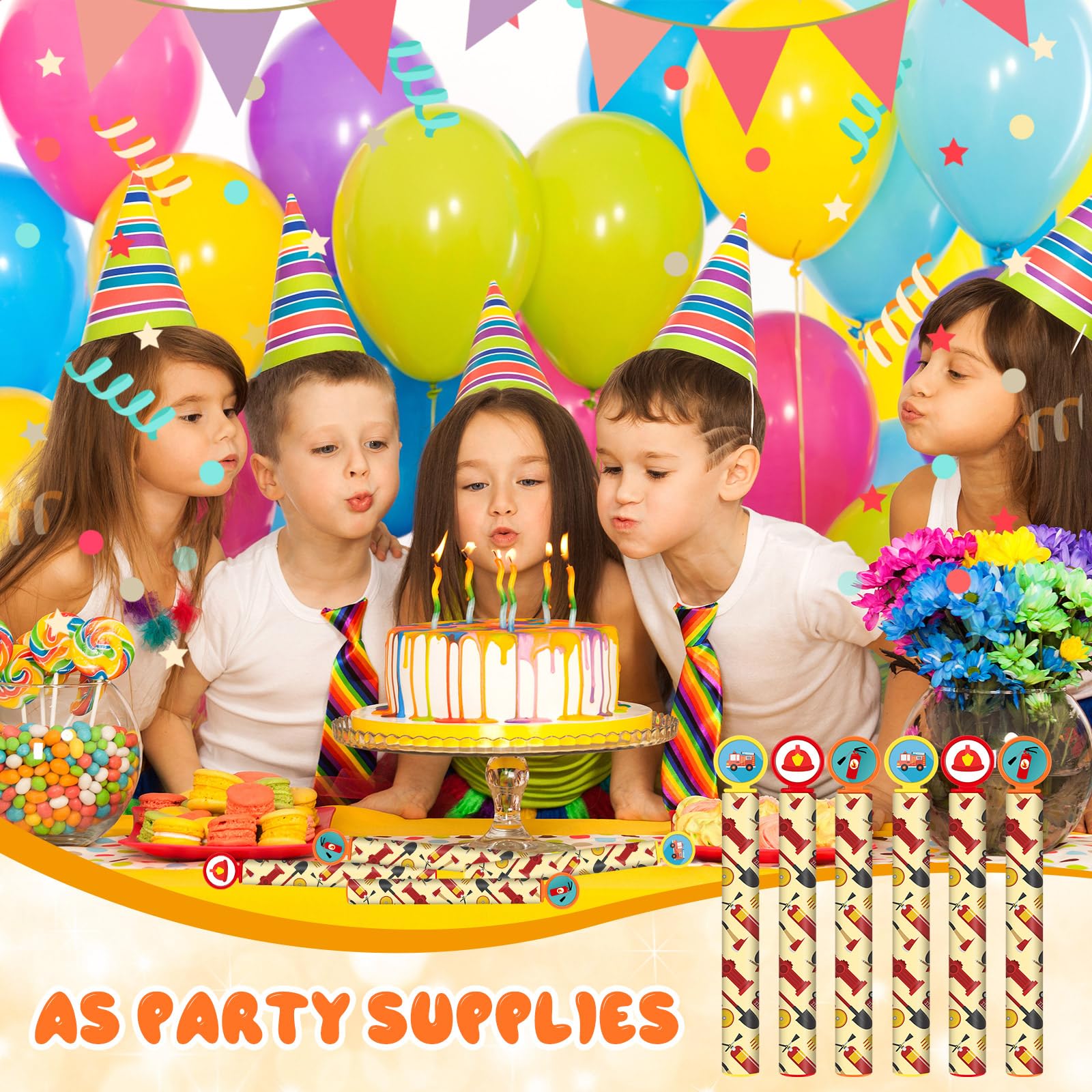 Vertintong 30 Pack Firefighter Party Favors Mini Bubble Wands with Stickers Fire Truck Birthday Party Supplies Decorations Firetruck Goodie Bag Fillers for Boys Girls Gifts Prizes(Liquid Included)