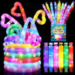 24 pack glow sticks bulk party favors for kids christmas gifts stocking goodie bags stuffers christmas decorations light up pop tubes glow bracelets necklaces new years glow in the dark party supplies