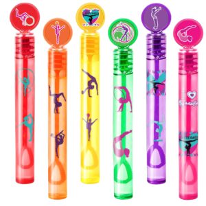 24pcs gymnastics diy bubble wands party favors 96pcs stickers for goodie bag fillers pinata stuffers, mini bubble bulk birthday party supplies toys gifts class prizes for toddlers boys girls