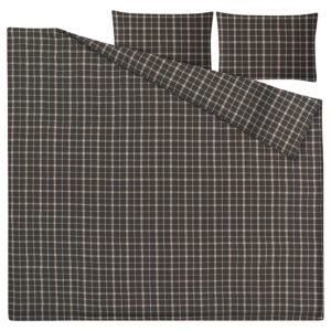 strutbraken king duvet cover and pillowcase(s) cotton gray check