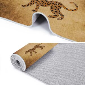 Srocvi Wildlife Area Rug Jungle Black White Cheetch Leopard Print Design Carpets for Kids Playroom Modern Geometric Non-Slip Washable Rug in Black Perfect for Living Dining Room Home Bathroom, 2x5ft