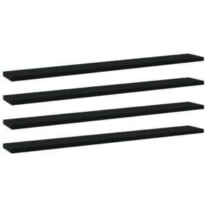 hfertw bookshelf boards 4 pcs black 31.5" x 3.9" x 0.6" engineered wood,closet shelves wall mounted cd cabinet hanging shelf suitable for bathroom, study, bedroom