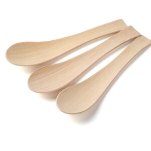 bamboo spoons -200 count disposable spoons 5.51" heavy duty, heat resistant, compostable spoons for eating 100% biodegradable renewable cutlery bulk for parties/picnics/big event/daily use/travel