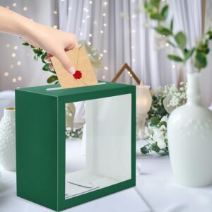 SietDESEO Green Card Box for Party Diy Money Card Box Gift Card Box Holder for Wedding Reception Baby Shower GraduationBirthday Card Box