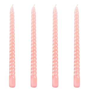 likejarcand taper candles,10 inch-set of 4 metal styletapered candles,long candle,tall candlesticks, long candle sticks,spiral candle,home dinner, party, wedding, halloween (4, pink, 10 inch)