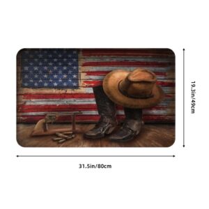 American Western Cowboy Carpet Playmat Rug 20"X32",Non-Slip Soft Living Dining Room Rug for Front Door Entrance Outside Doormat