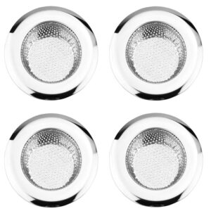 4 pcs stainless steel bathroom sink,drain stoper,drain hair catcher,shower drain cover for bathtub, kitchen sink strainer, drain stopper with (silver, 2.7in)