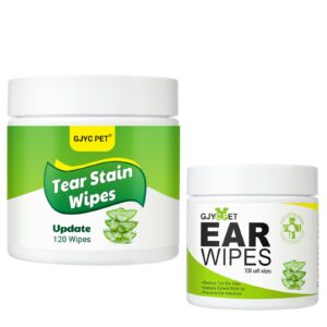 dog eye wipes, 120 pet tear stain wipes for dogs and cats, dog ear wipes - cat dog ear cleaner,