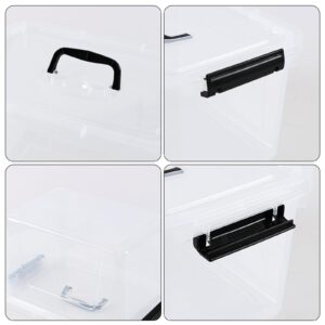 Guankan 4-Pack 10 L Plastic Storage Bin with Handle, Clear Latching Container Box