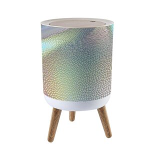 trash can with lid holograph holographic texture foil abstract backdrop iridescent garbage can round waste bin press cover dog proof wastebasket for kitchen bathroom living room nursery 1.8gal, ljt