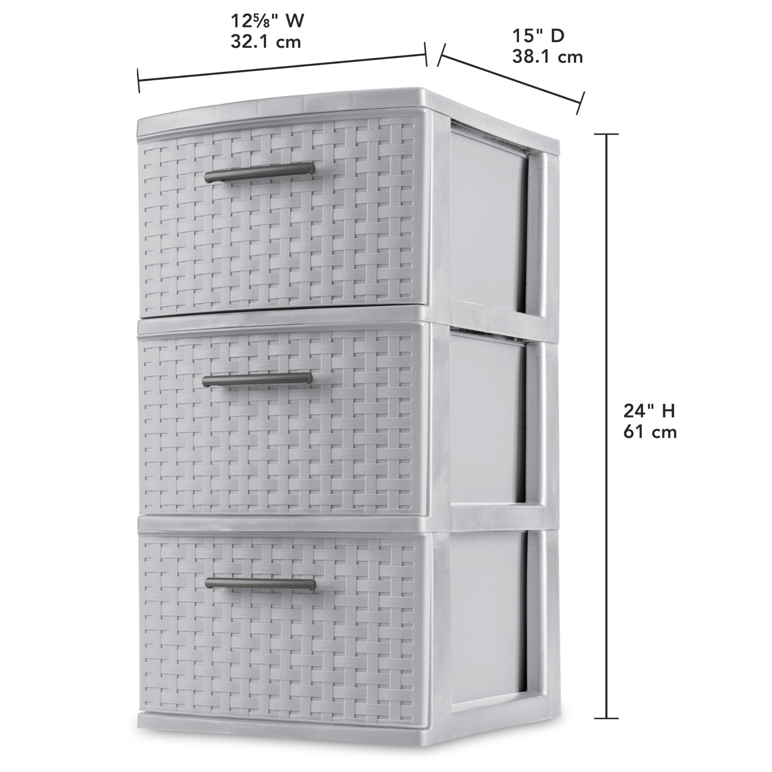 AYOYZ 3 Drawer Weave Tower Plastic, Cement