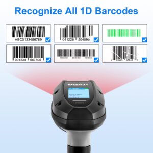 Barcode Scanner Wireless, Onewscan 1D Laser Barcode Reader with Stand 2.4G Wireless & USB Wired Connection 2 in 1 Plug and Play Handheld Bar Code Scaners