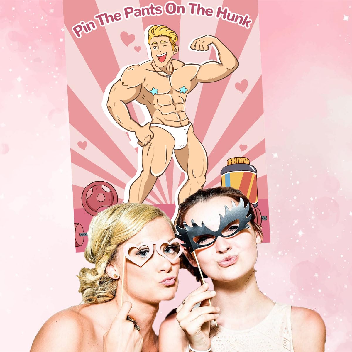 Pin The Pants on The Hunk Large Poster for 24 Players, Pin Pants on The Hunk Adults Birthday Party Game Funny Bridal Shower Games Bachelorette Party Games Bachelorette Games Girls Night Game