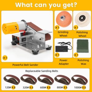 TOOVEM Mini Belt Sander-15 Degree Belt Grinder,Electric Belt-Sander Polishing,Multifunctional Electric Knife and Tool Sharpener for Metal Working, Knife Making and DIY Woodworking