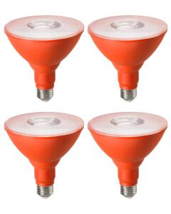 edishine christmas par38 orange led flood light bulbs outdoor, dimmable orange led light bulb, 18w(120w equivalent), orange flood lights bulb for christmas decorations, e26 base, etl listed, 4 pack