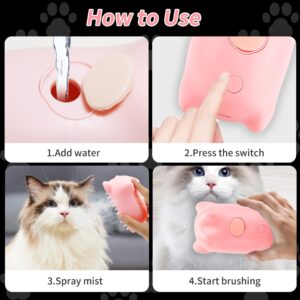 Cat Steam Brush, 3 in 1 Cat Steamy Brush for Shedding Grooming Brush With Steam, Rechargeable Silicone Pet Brush for Cat Dog Shedding, Massage, and Clean Comb -Pink