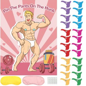 pin the pants on the hunk large poster for 24 players, pin pants on the hunk adults birthday party game funny bridal shower games bachelorette party games bachelorette games girls night game