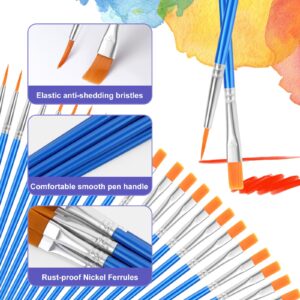 AROIC Small Paint Brushes Bulk,80 Pcs Nylon Hair Paint Brushes with Flat and Round Pointed Acrylic Paint Brushes Set,Acrylic Paint Brushes for Classroom Oil Watercolor Face Painting Kits.