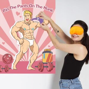 Pin The Pants on The Hunk Large Poster for 24 Players, Pin Pants on The Hunk Adults Birthday Party Game Funny Bridal Shower Games Bachelorette Party Games Bachelorette Games Girls Night Game