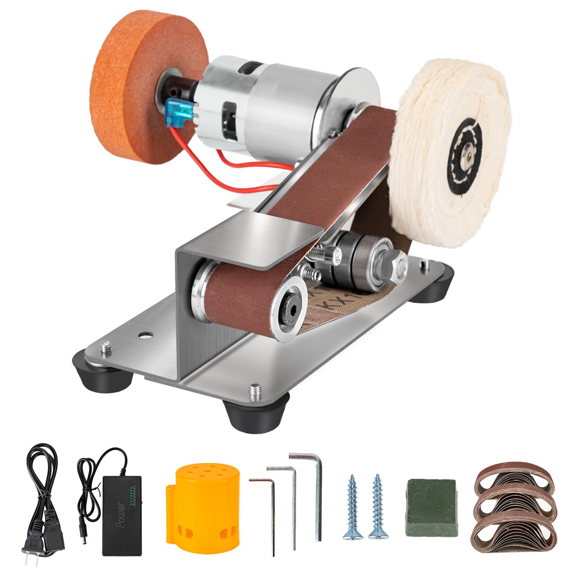 TOOVEM Mini Belt Sander-15 Degree Belt Grinder,Electric Belt-Sander Polishing,Multifunctional Electric Knife and Tool Sharpener for Metal Working, Knife Making and DIY Woodworking